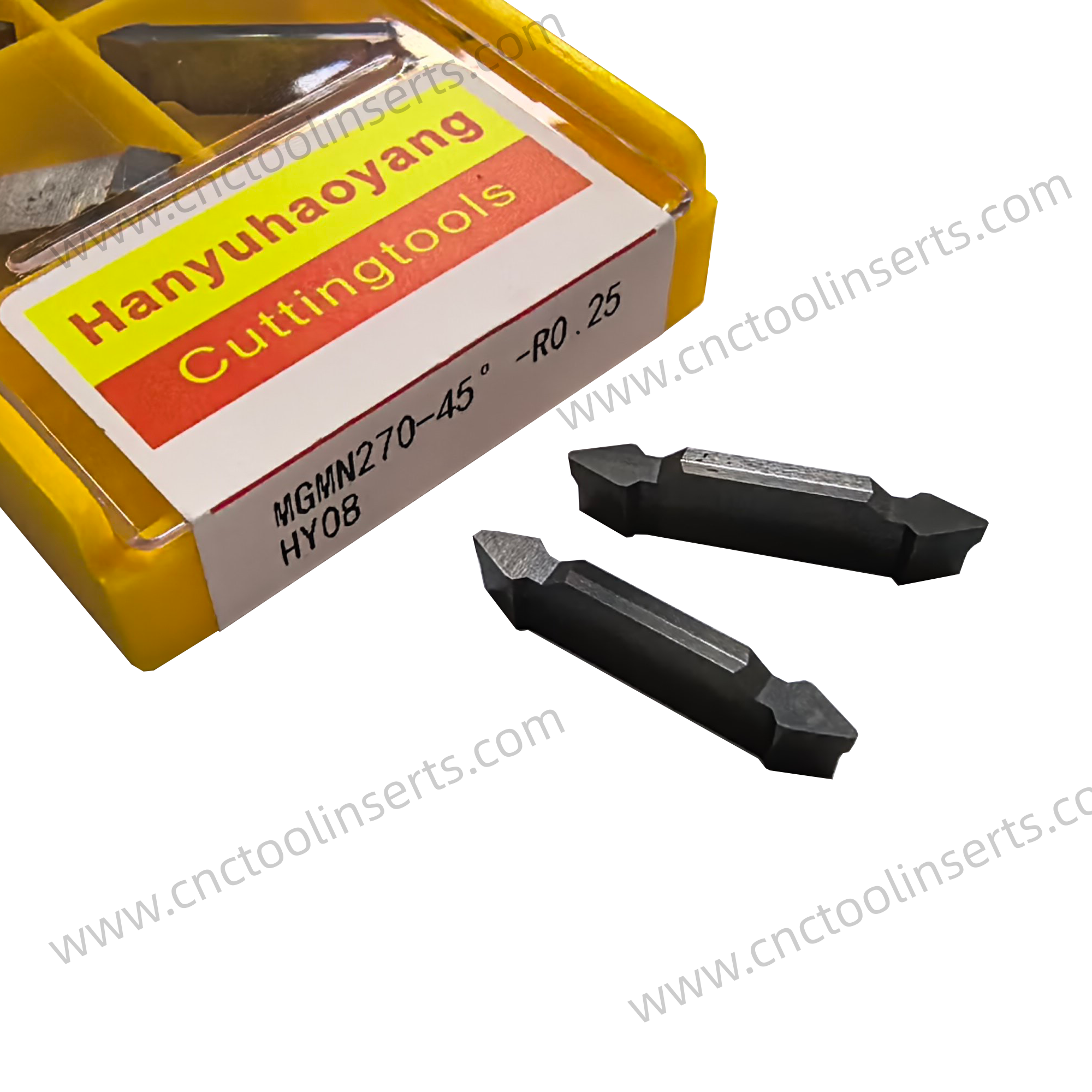 CNC Grooving Insert, Model MGMN270-45°-R0.25, with PVD Coating HYB208 ...